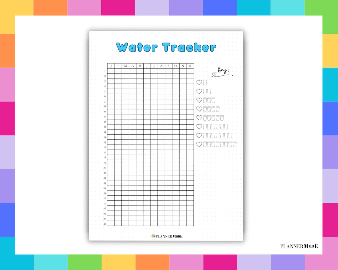 Water Intake Tracker, Yearly Water Tracker, Hydration Log, Health Log ...