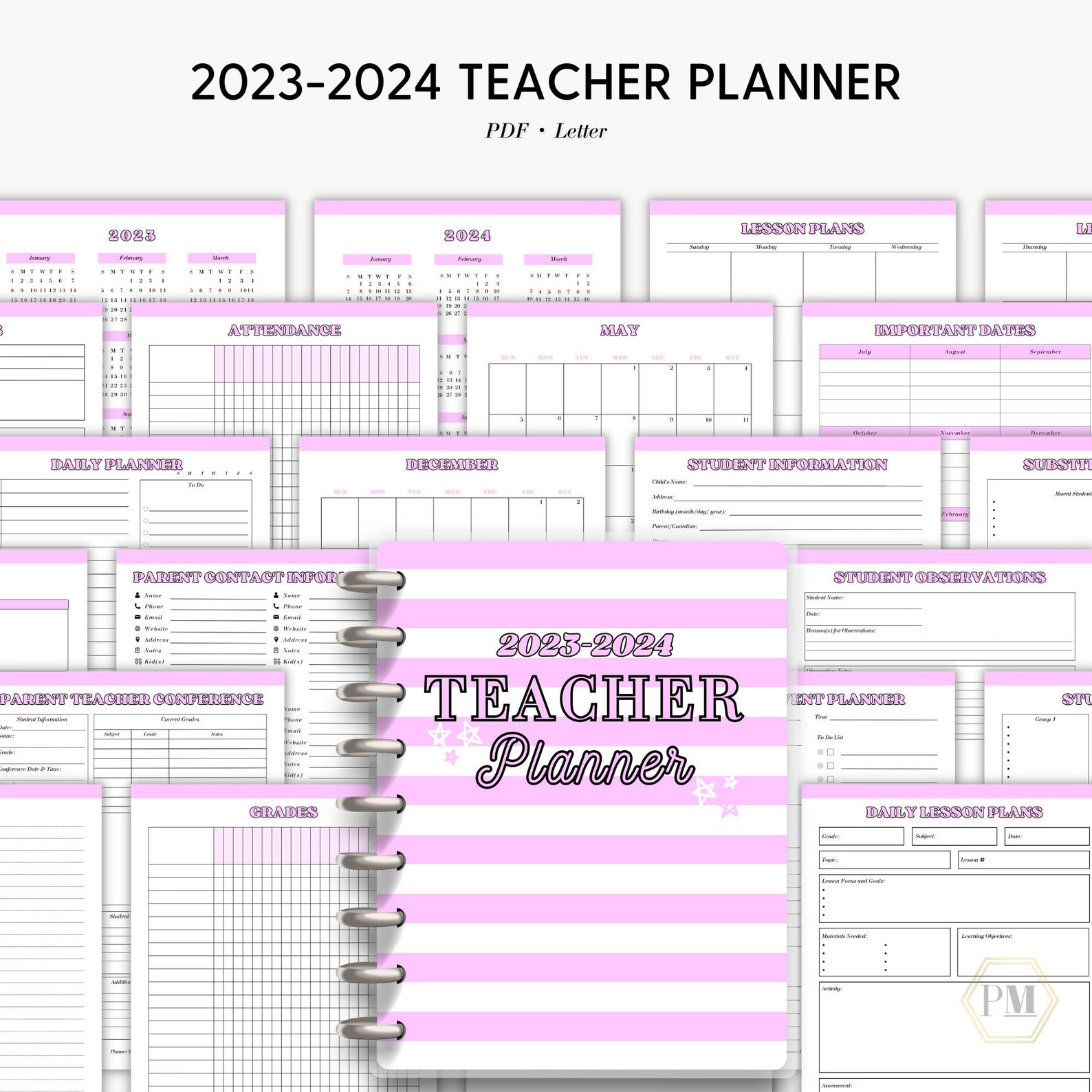 Teacher Planner Printable Teacher Gradebook 2023-2024 - Etsy