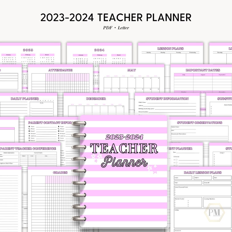 Teacher Planner Printable Teacher Gradebook 2023-2024 - Etsy