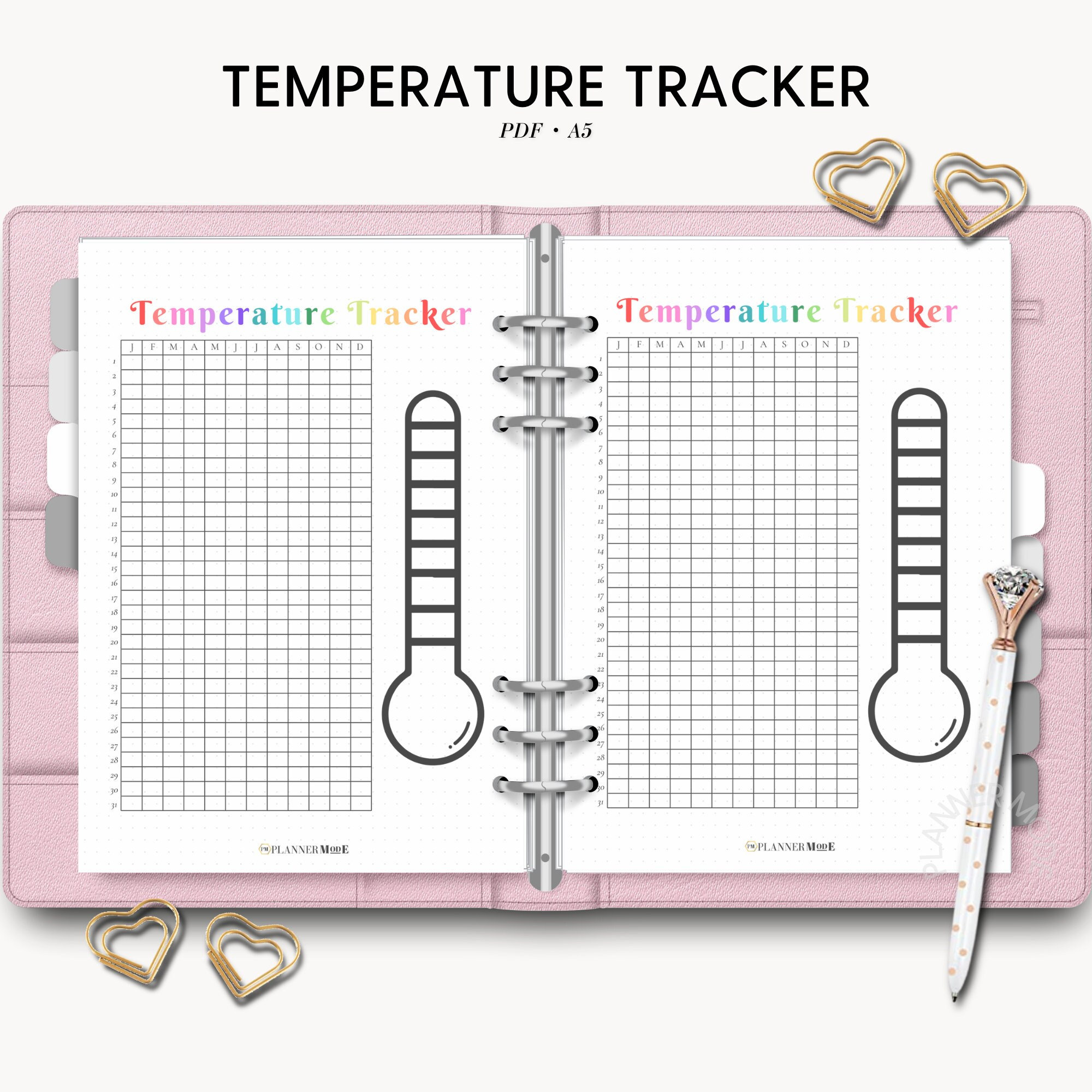 Temperature Tracker, Weather Log, Yearly Temperature Tracker, Fever ...