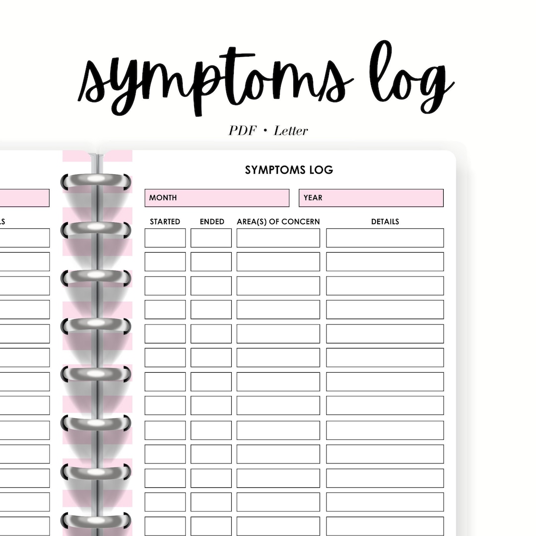Daily Symptoms Log Printable: Health Tracker PDF - Etsy Australia