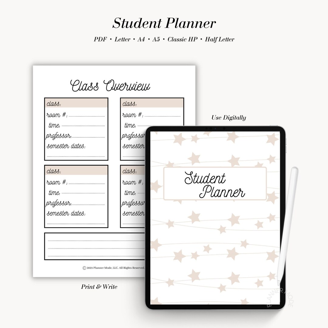 Student Planner Printable | School Organizer PDF | Homework Tracker ...