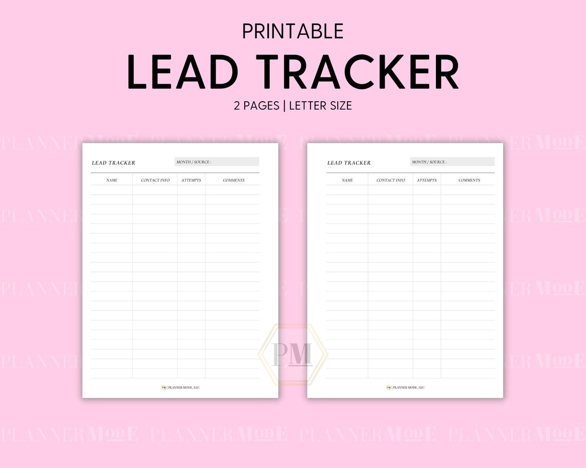 Lead Tracker, Printable Leads, Leads Insert, Minimal Leads Log - Etsy