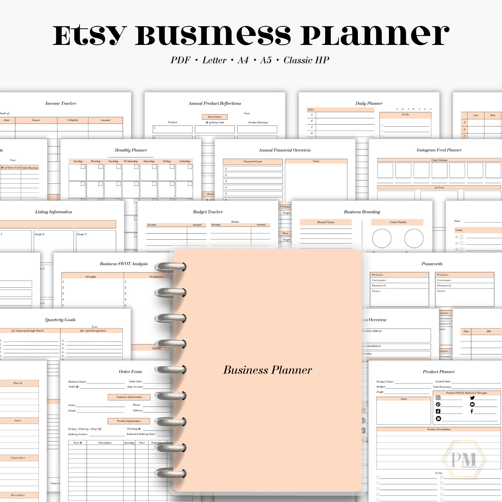Etsy Business Planner, Printable Business Planner, Digital Etsy Planner ...