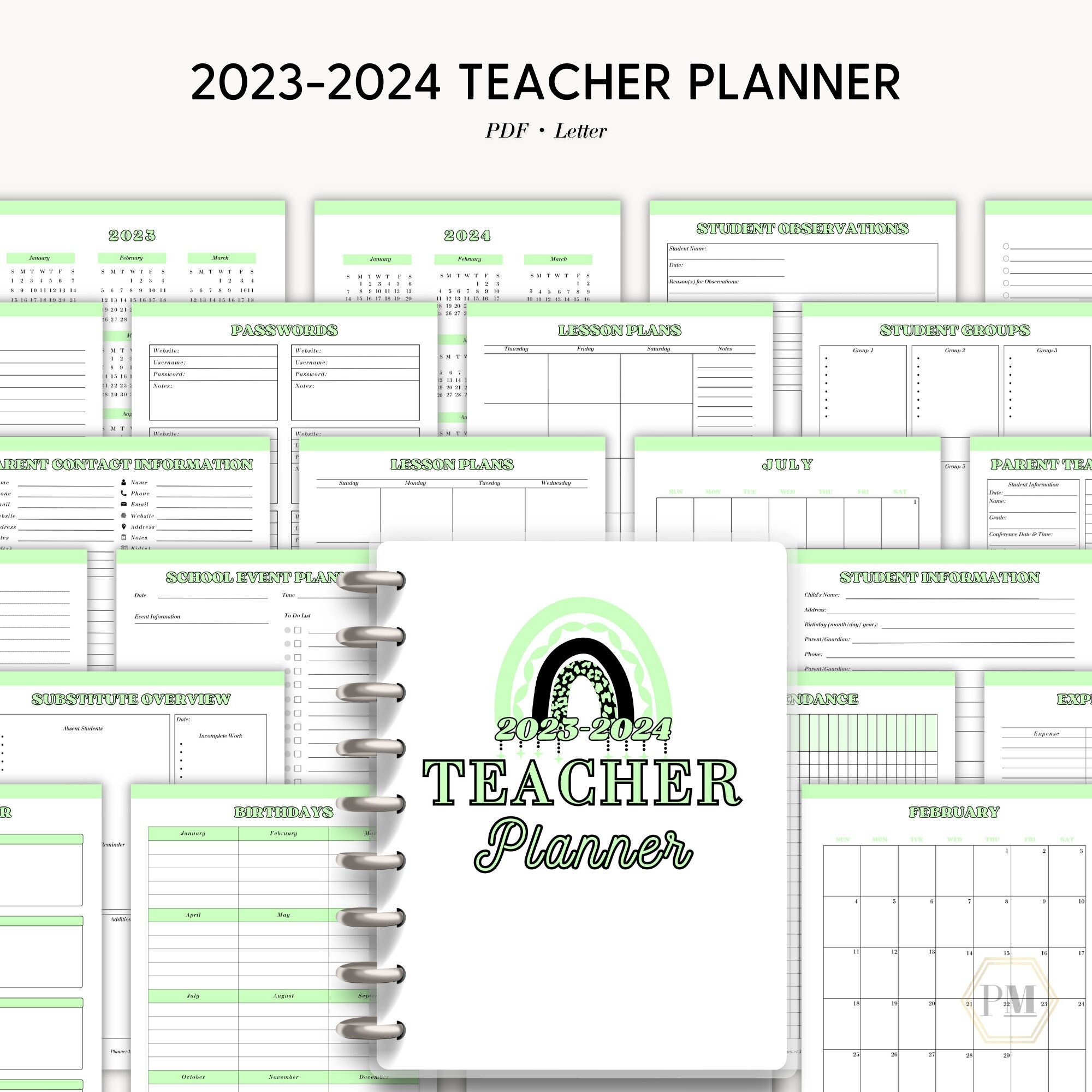 Teacher Planner Printable Teacher Gradebook 2023-2024 - Etsy