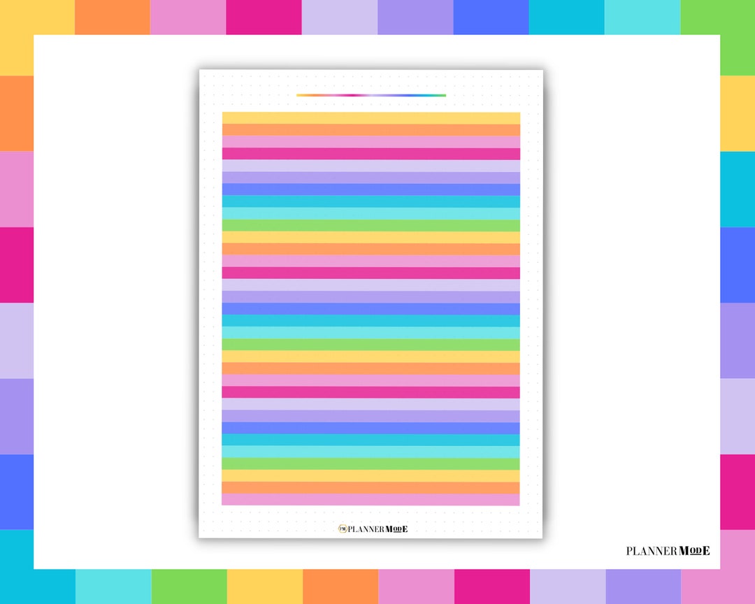 Rainbow Colored Journal Page, A5 Dot Journal, Colorful Page, Checklist ...