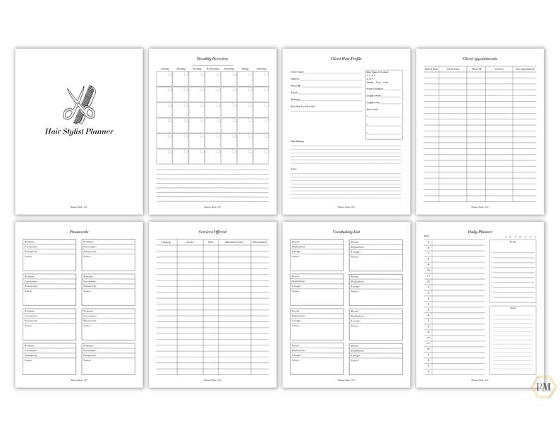 Hair Stylist Planner: Salon Appointment Book (digital Download) - Etsy