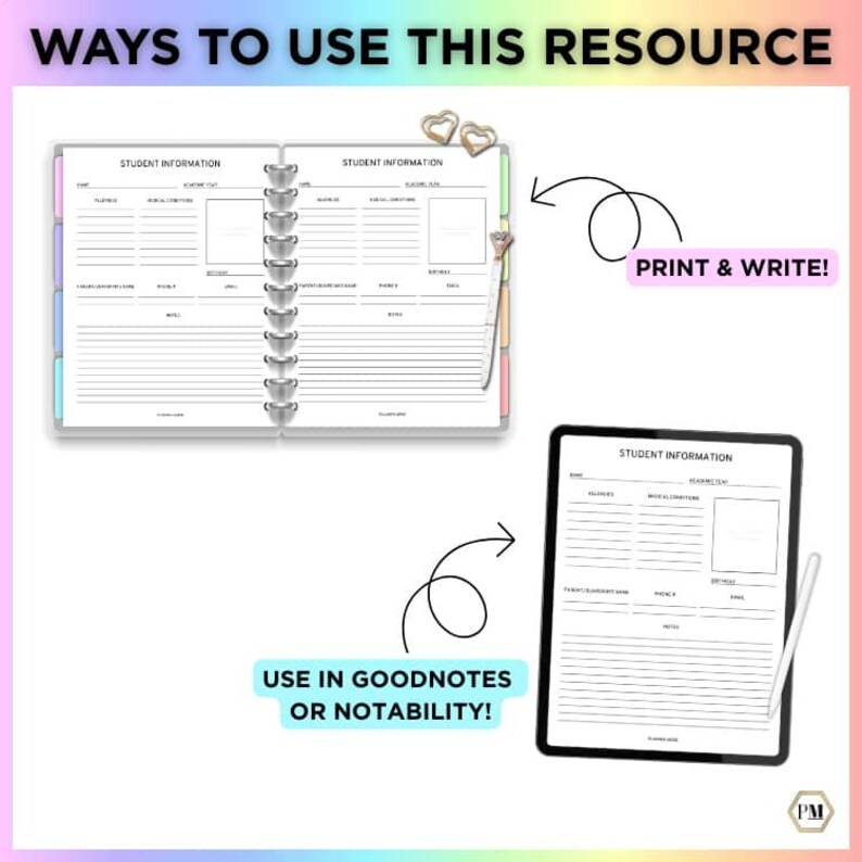 Student Information Sheet, Teacher Record Form, Printable Classroom ...