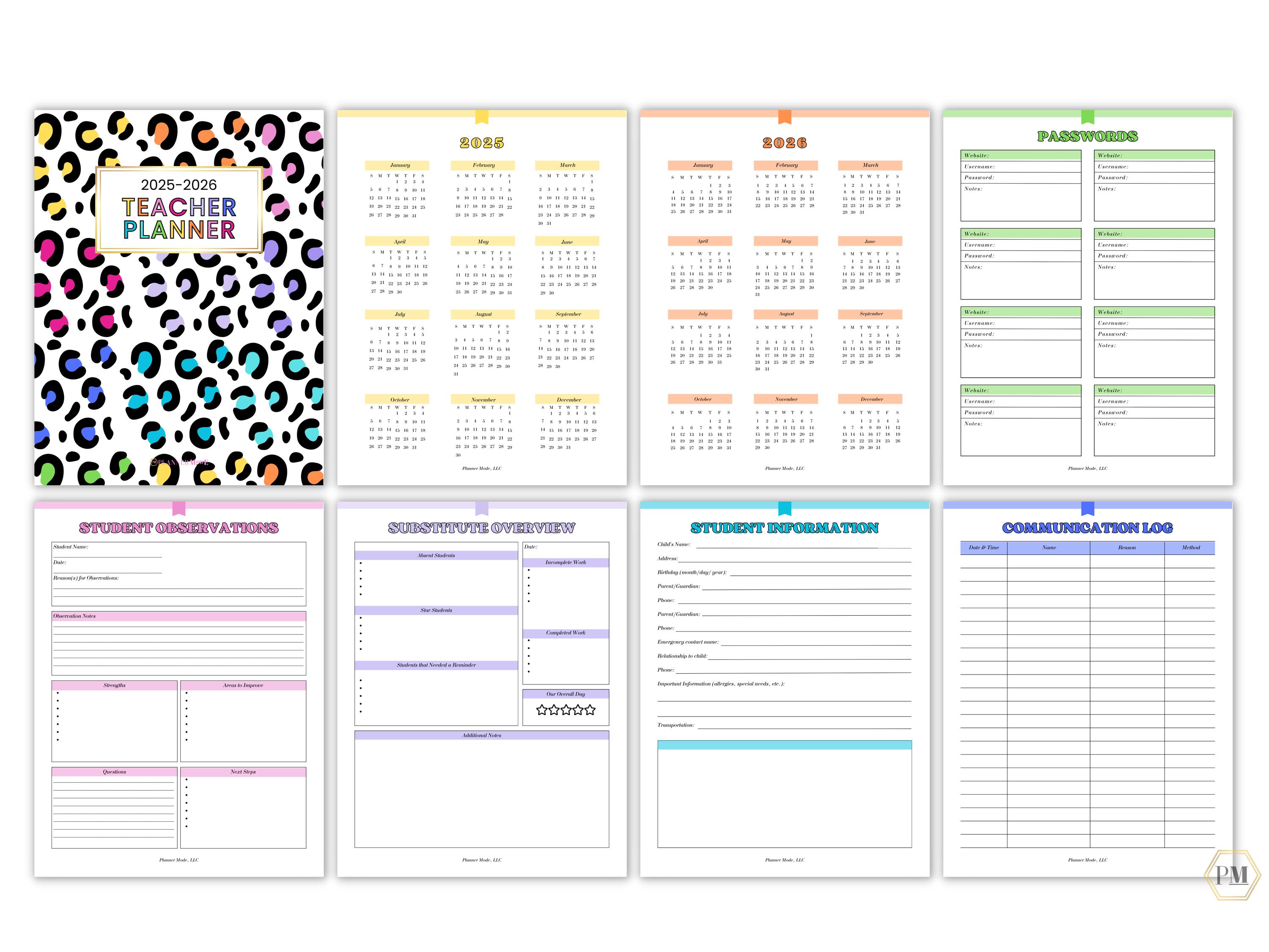 2025 2026 Teacher Planner Printable, Teacher Gradebook, Digital Teacher ...