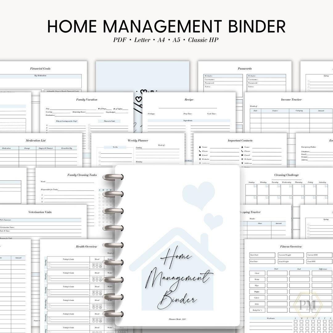 Family Binder, Household Planner Printable, Home Management Binder ...