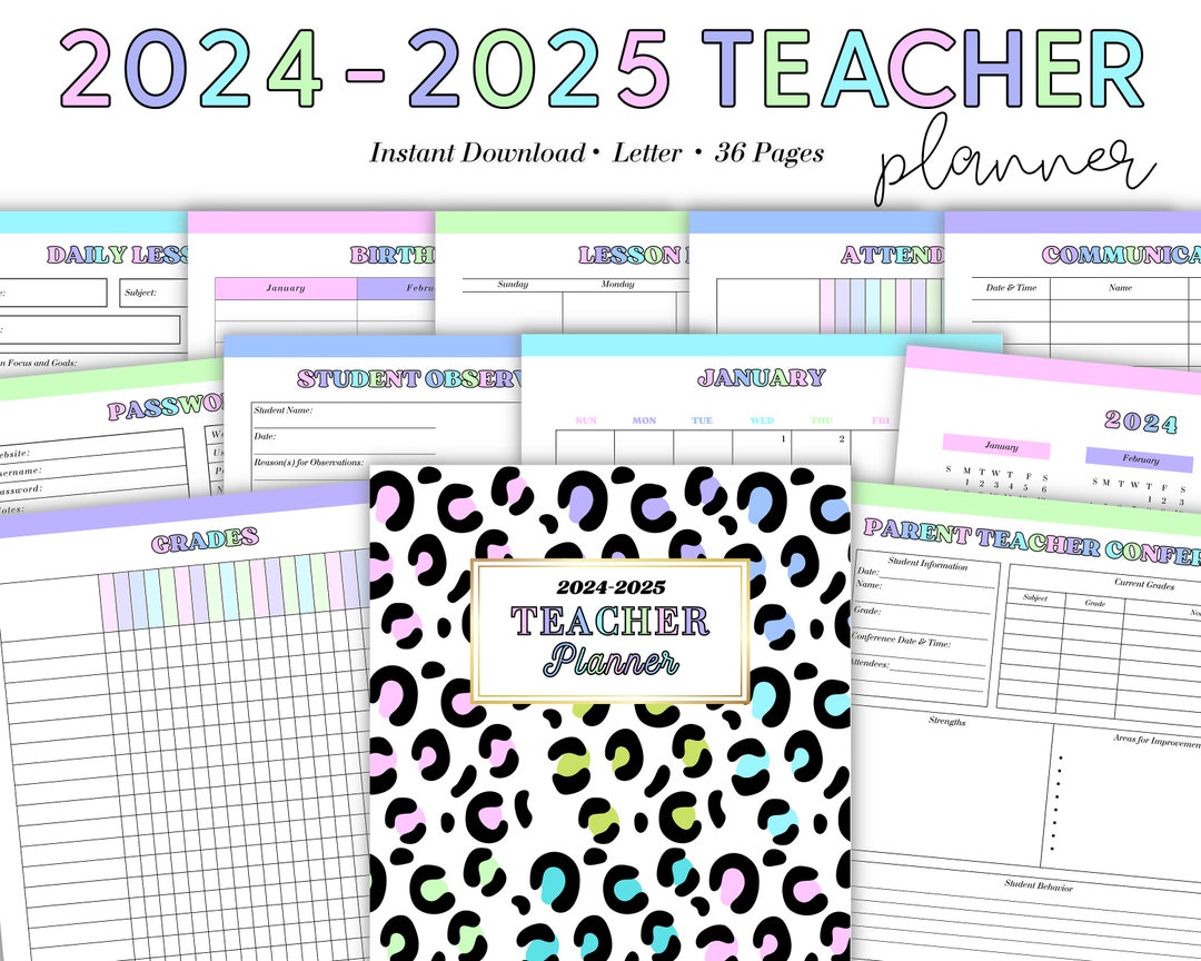 2024 2025 Teacher Planner Printable, Teacher Gradebook, Digital Teacher ...