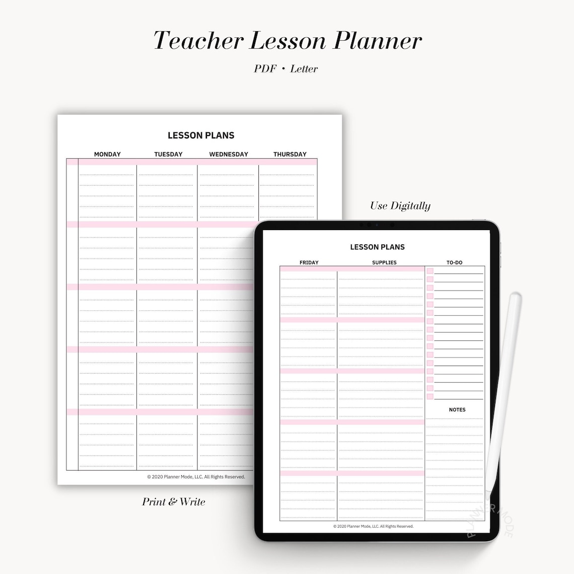 Teacher Lesson Planner, Lesson Planner Printable, Weekly Lesson Plans ...