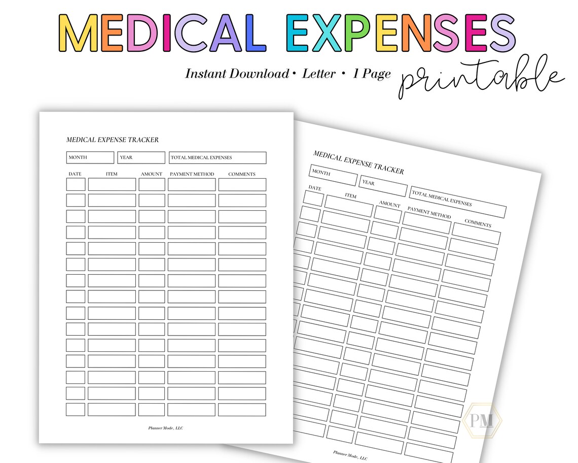 Medical Expense Tracker, Expense Tracker, Doctor Fees, Medical Inserts ...
