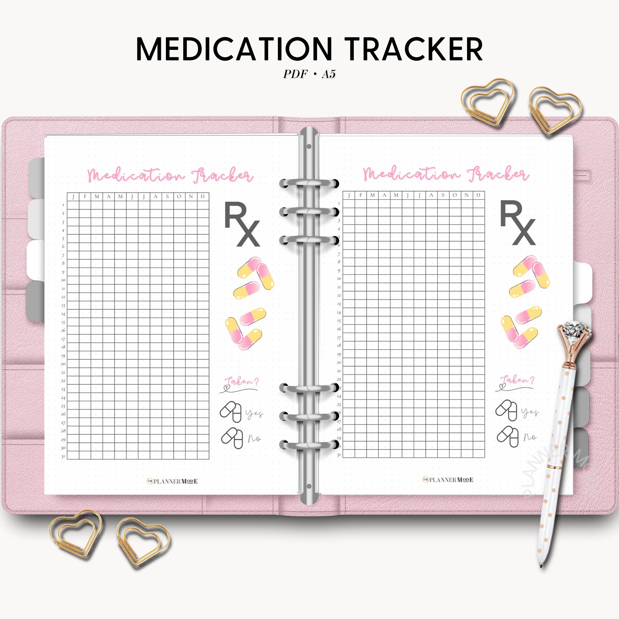 Medication Tracker, Vitamin Tracker, Medicine List, Pill Chart, Daily ...
