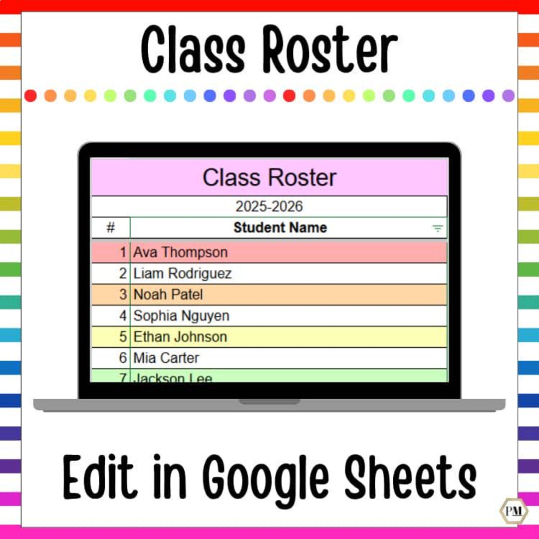 Class Roster Editable, Editable Class List, Digital Student Roster ...