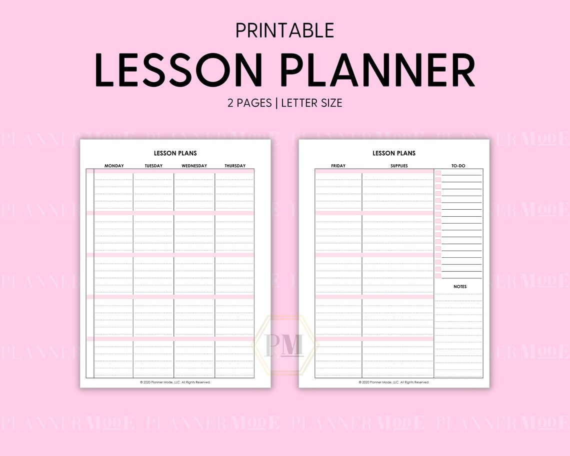 Teacher Lesson Planner Lesson Planner Printable Lesson - Etsy