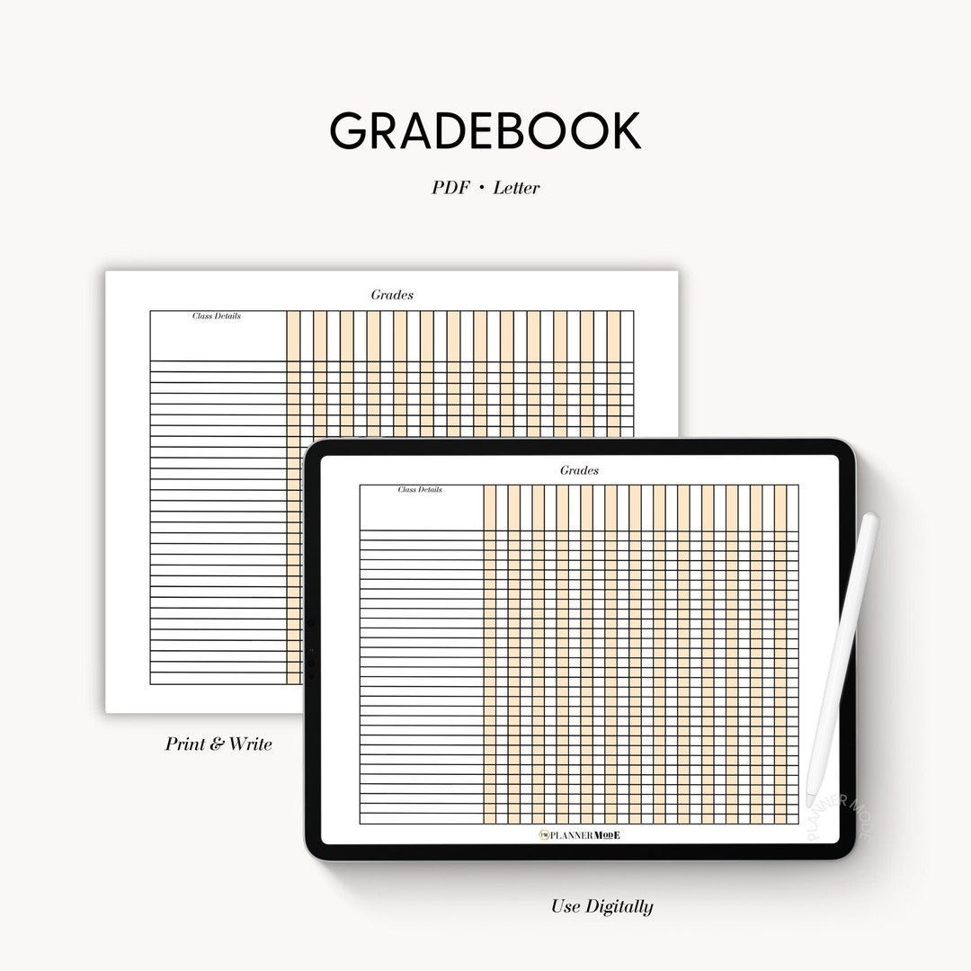 Printable Grade Book, Landscape Teacher Grading System, Grade Tracker ...