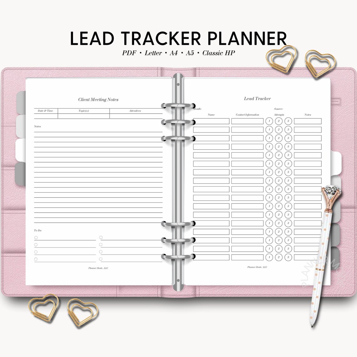 Lead Tracker Printable | Sales Lead Log PDF | CRM Sheet for ...