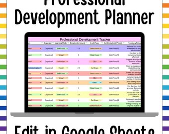 Professional Development Tracker, Editable Continuing Education Google ...