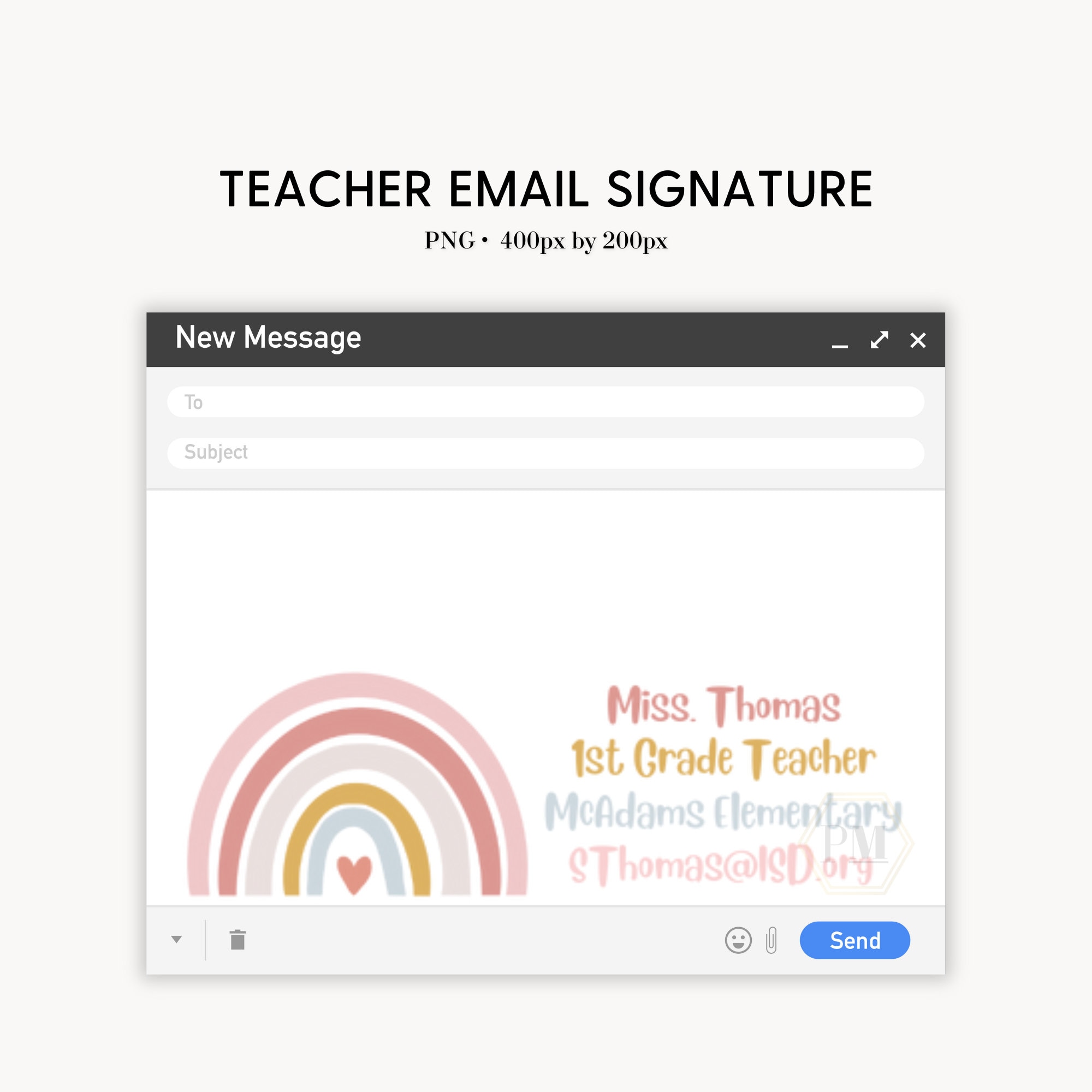 Rainbow Teacher Email Signature, Gmail Signature, Custom Email ...