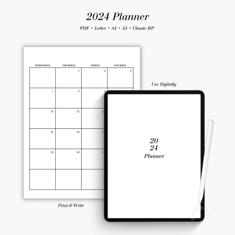 2024 Planner, Printable 2024 Planner, Digital 2024 Planner Bundle ...