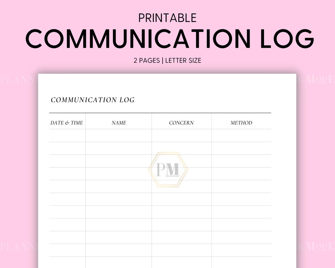 Communication Log Printable | Parent Teacher Contact Sheet | Call Log ...