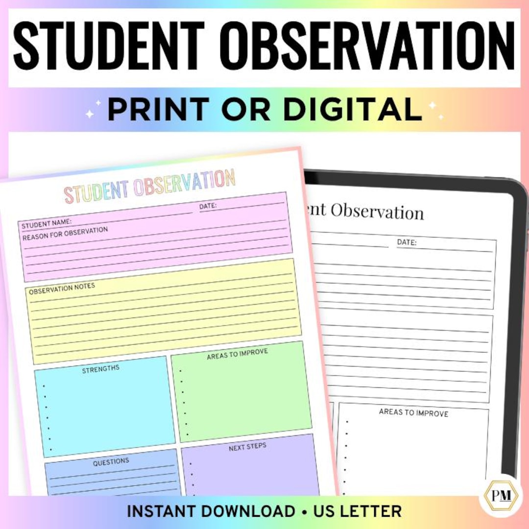 Student Observations, Observation Notes, Student Overview, Classroom ...