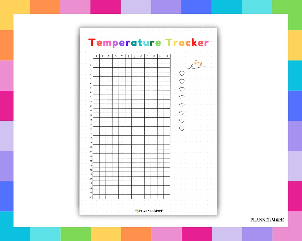 Temperature Tracker, Weather Log, Yearly Temperature Tracker, Fever ...