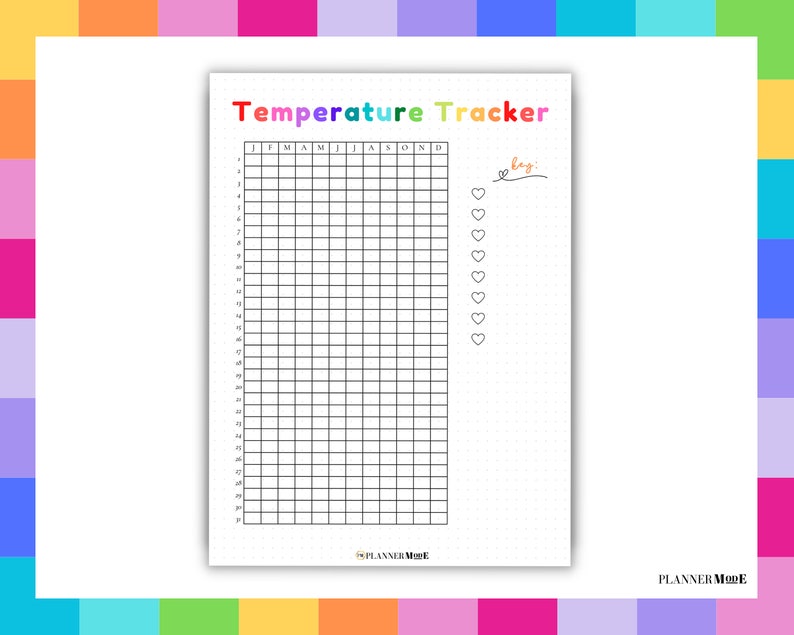 Temperature Tracker, Weather Log, Yearly Temperature Tracker, Fever ...