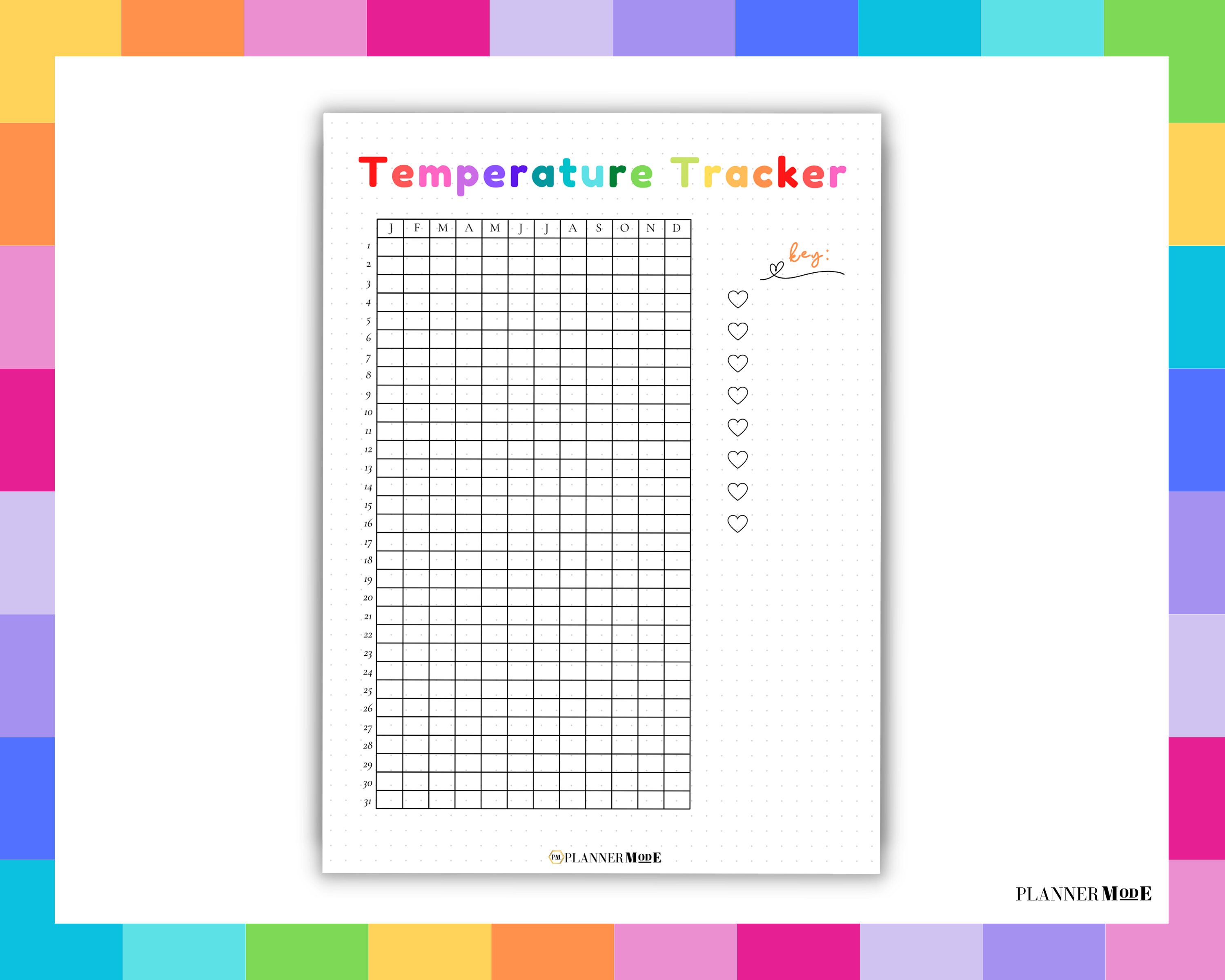 Temperature Tracker, Weather Log, Yearly Temperature Tracker, Fever ...