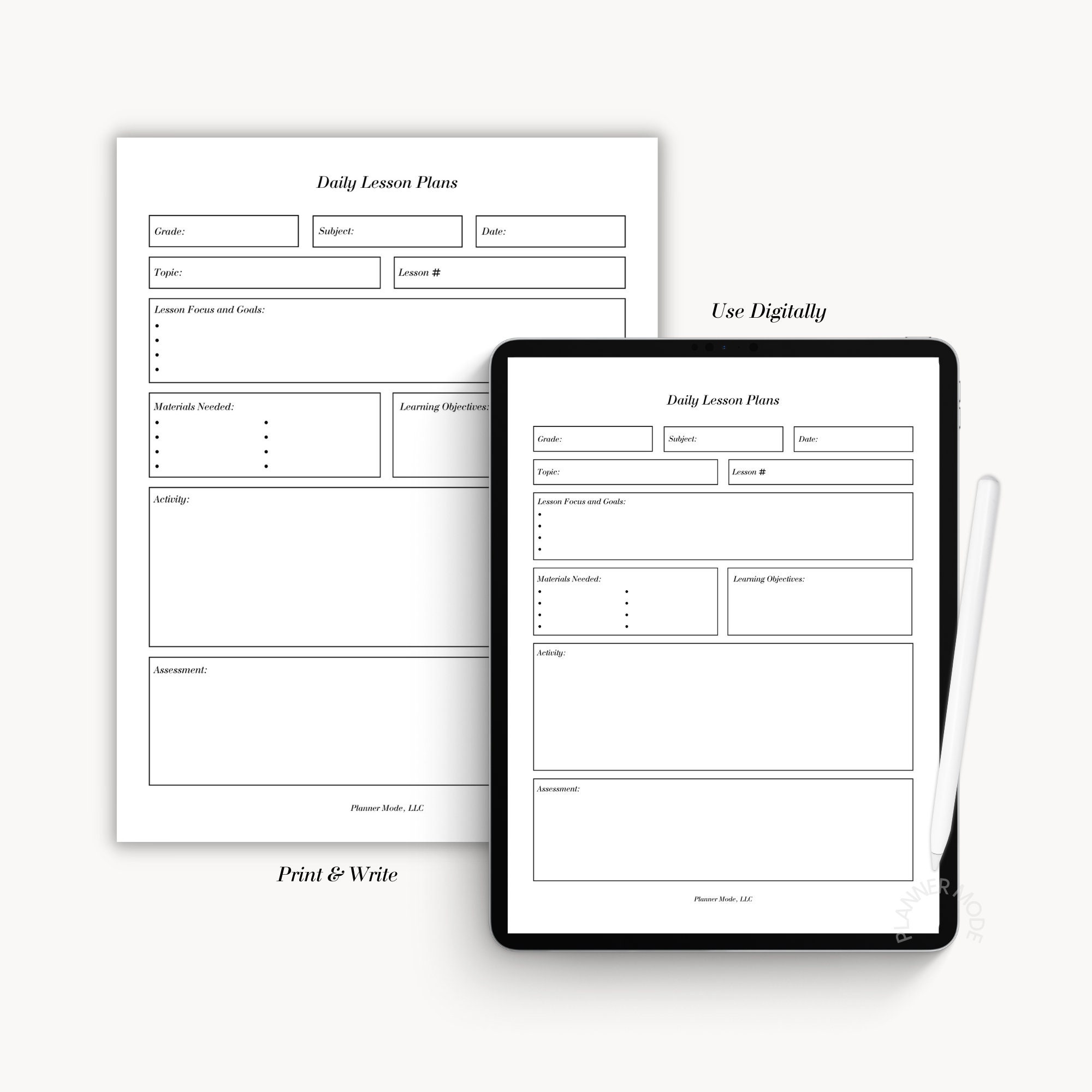 Daily Lesson Plan Template: Homeschool Teacher Planner (digital ...