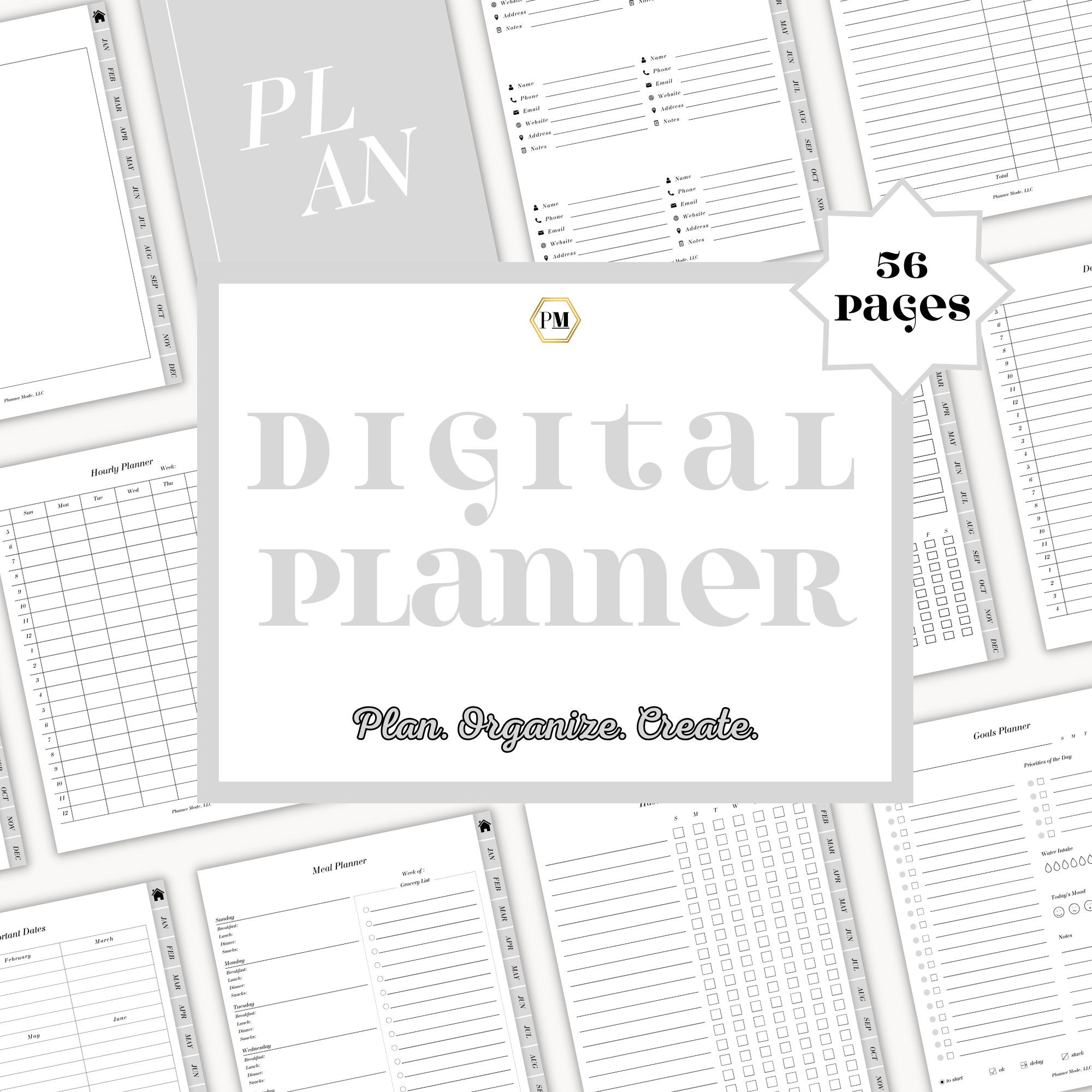 Digital Goodnotes Planner, Undated Digital Planner, Monthly Digital ...