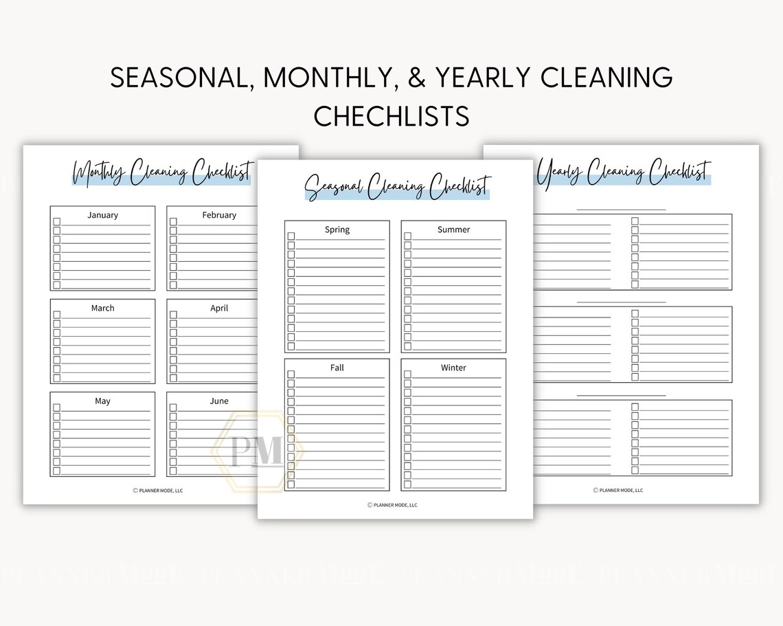 Monthly Cleaning Planner Weekly Cleaning Checklist Cleaning - Etsy