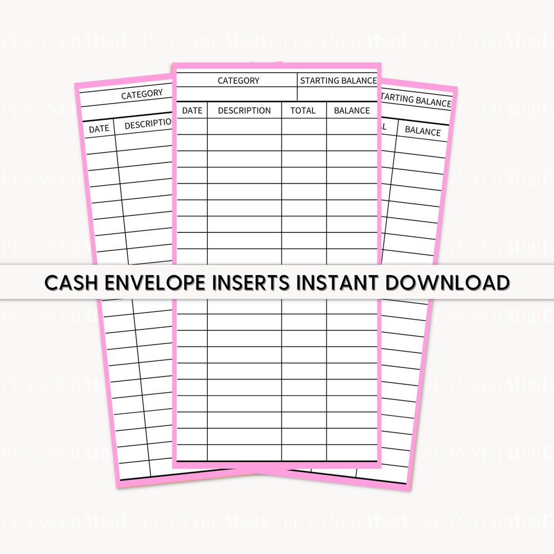 Cash Envelope Inserts, Cash Envelope Inserts, Cash Insert, Printable ...