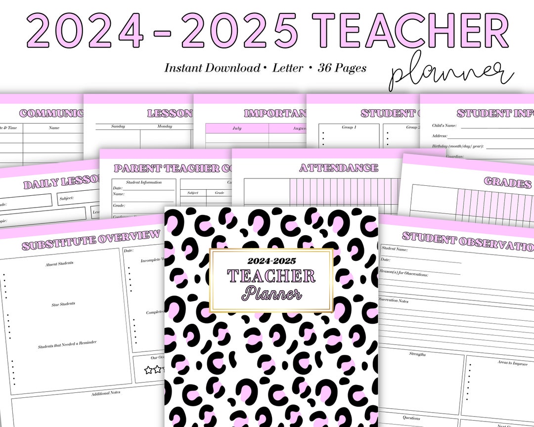Teacher Planner, 2024 2025 Teacher Planner Printable, Teacher Gradebook ...