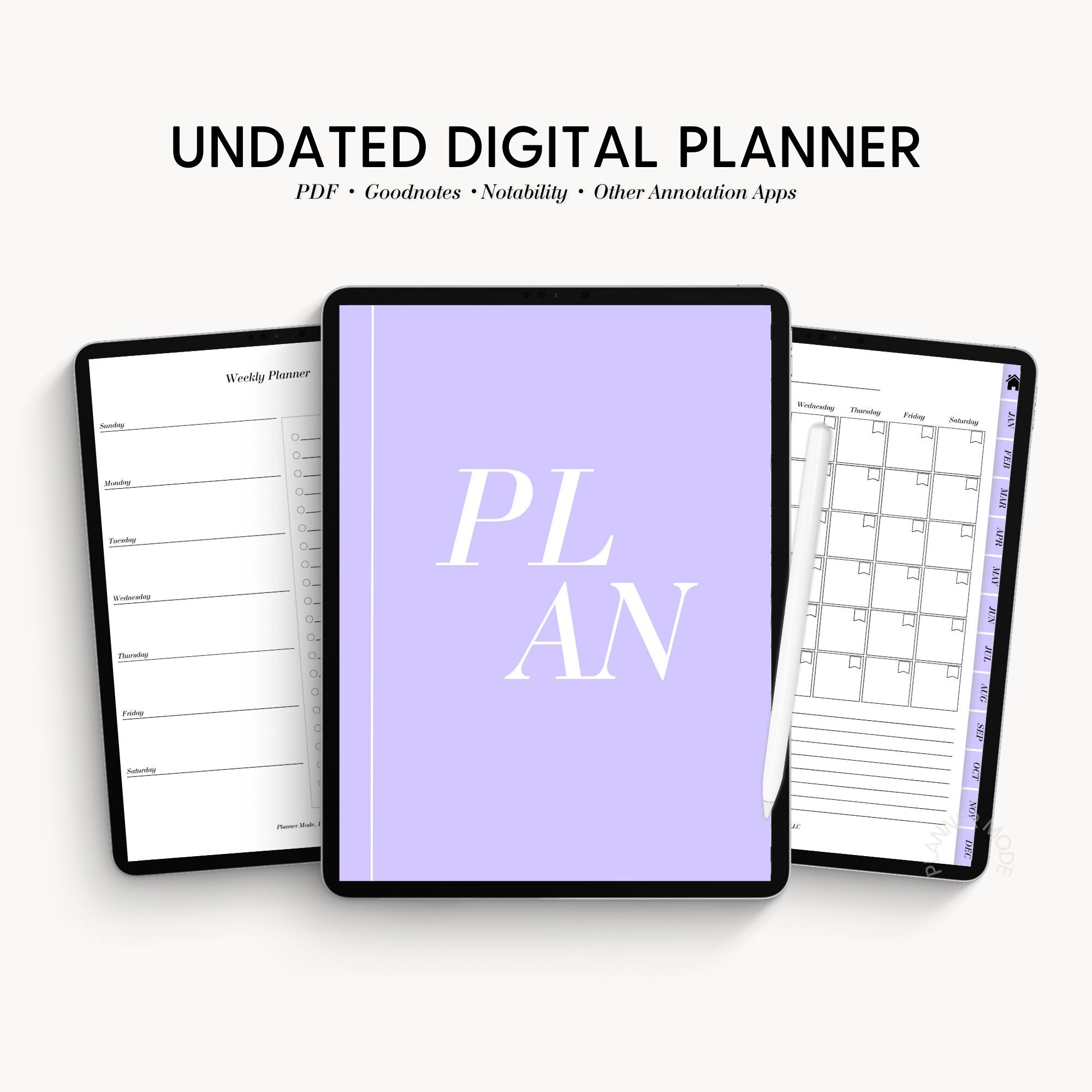 Goodnotes Planner, Undated Digital Planner, Monthly Digital Planner ...
