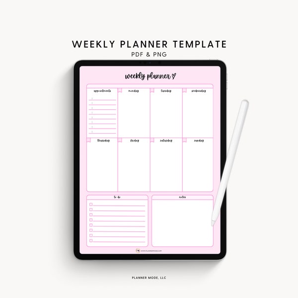 Goodnotes Weekly Planner, Planner Template, Hourly Schedule, Weekly ...