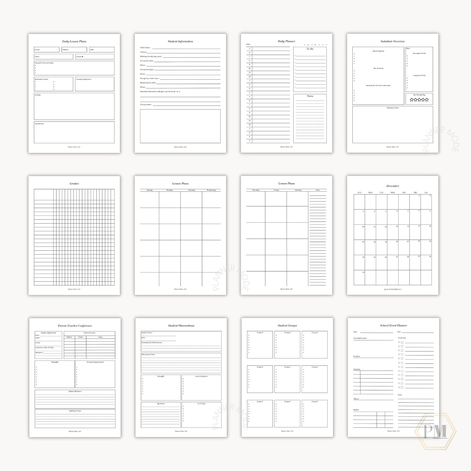 Teacher Planner 2023-2024, Teacher Gradebook, Printable Teacher Planner ...