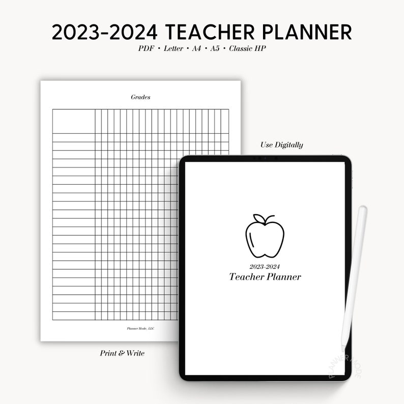 Teacher Planner, Teacher Gradebook, 2023 2024 Teacher Planner Printable ...