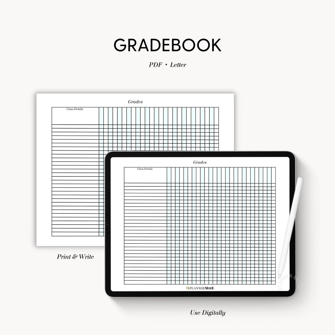 Printable Grade Book, Landscape Teacher Grading System, Grade Tracker ...