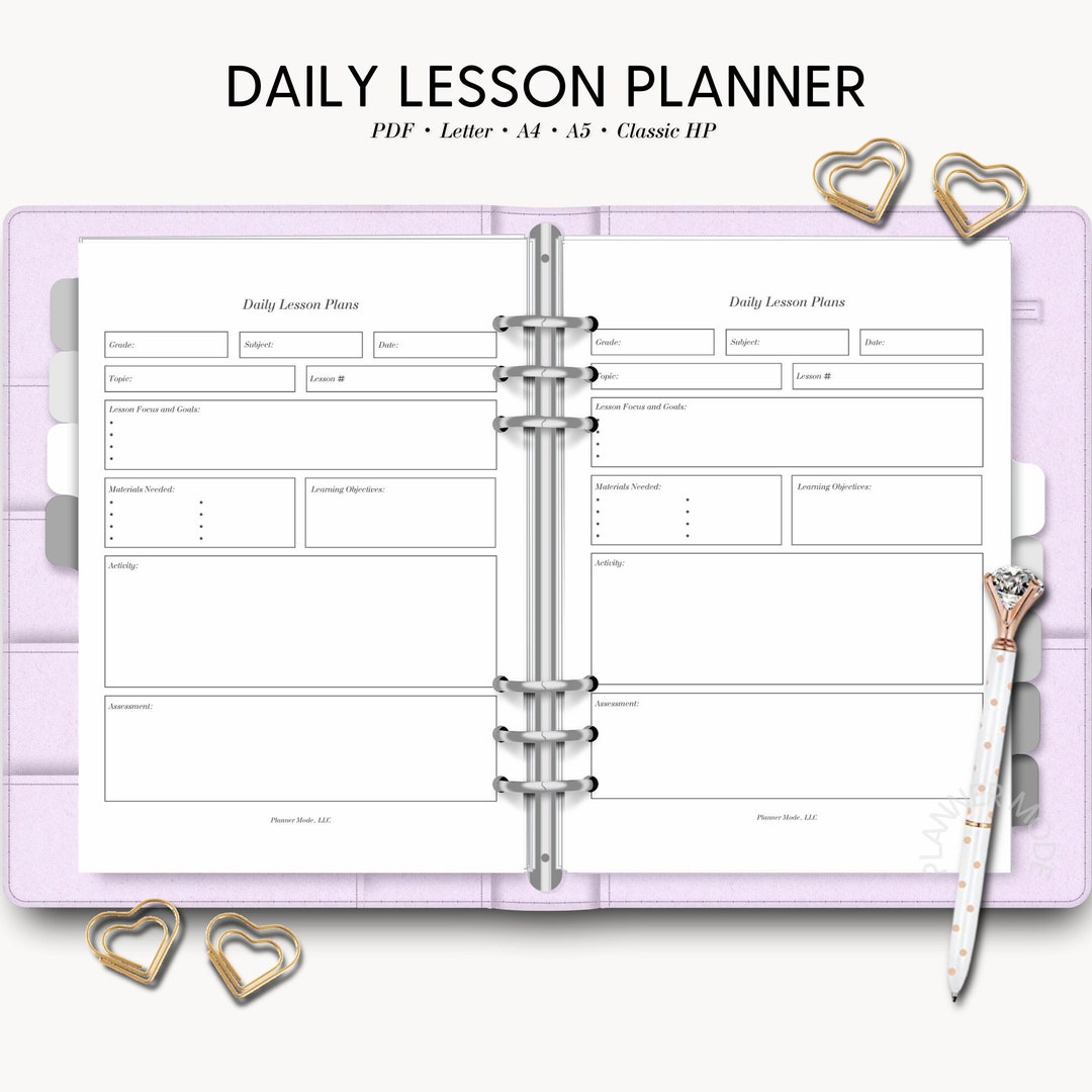 Daily Lesson Planner Lesson Plan Template Lesson Planner - Etsy