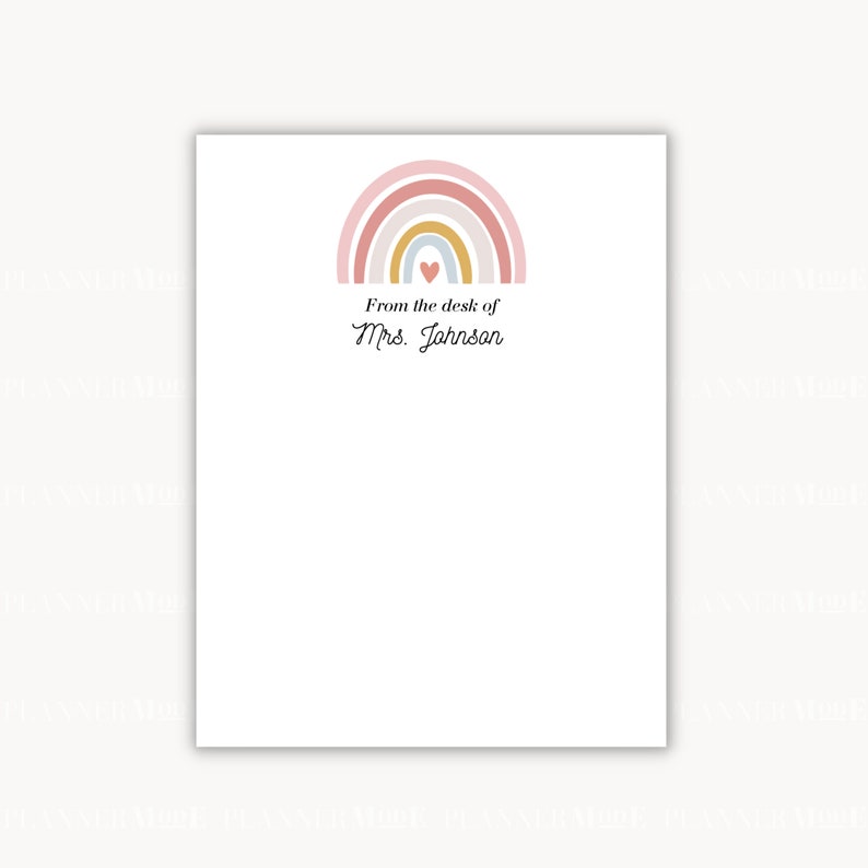 Editable Rainbow Custom Teacher Notepad, Office Notepad, Personalized ...