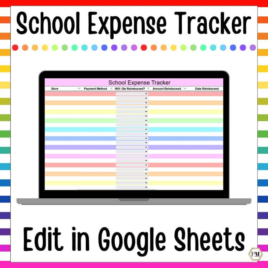 School Expense Tracker, Google Sheets Budget Template, Editable Teacher ...