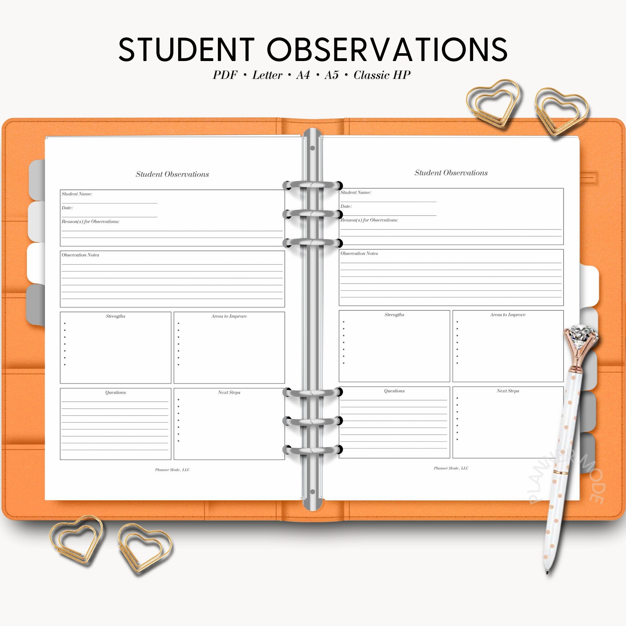 Student Observation Notes Printable (digital Download) - Etsy