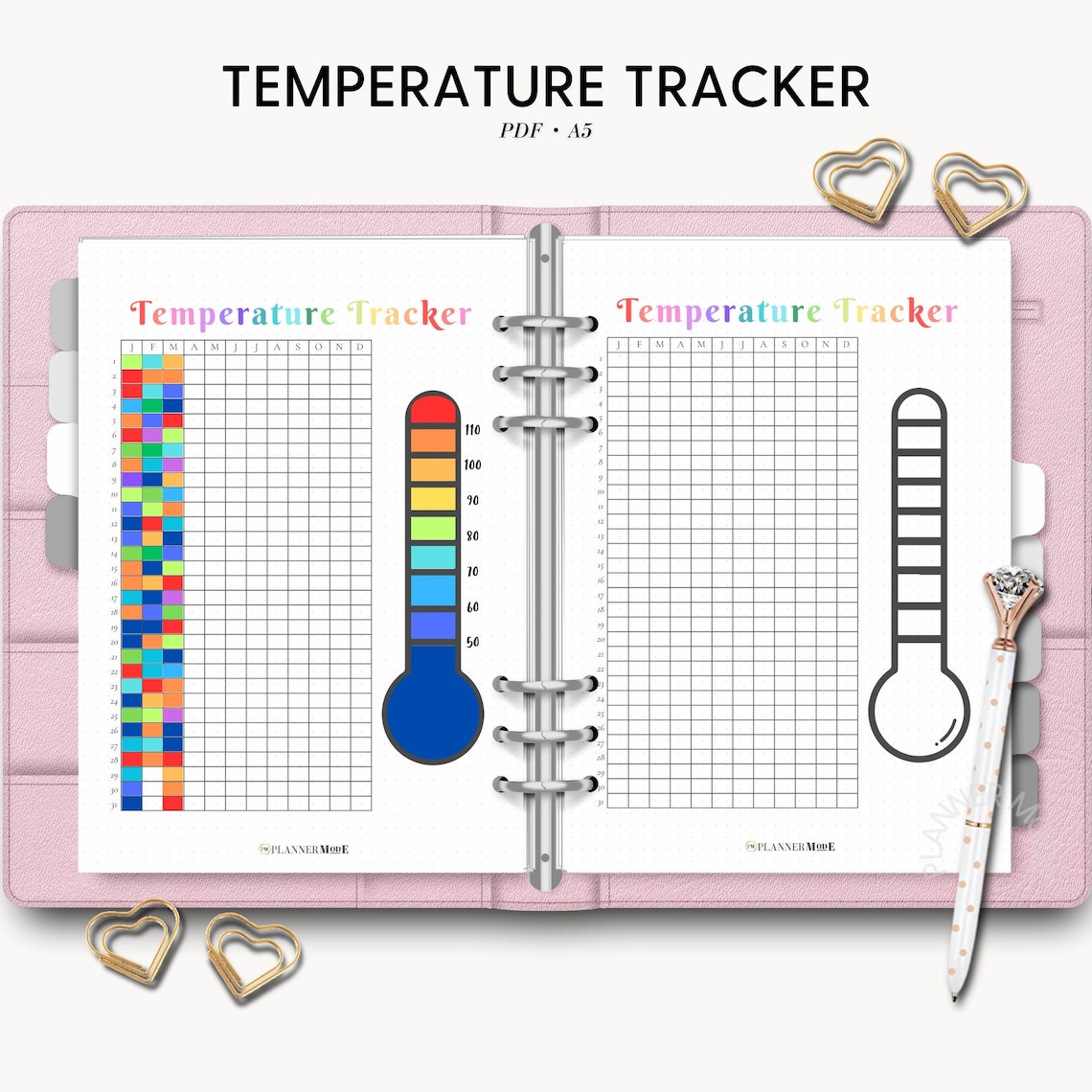Temperature Tracker, Weather Log, Yearly Temperature Tracker, Fever ...