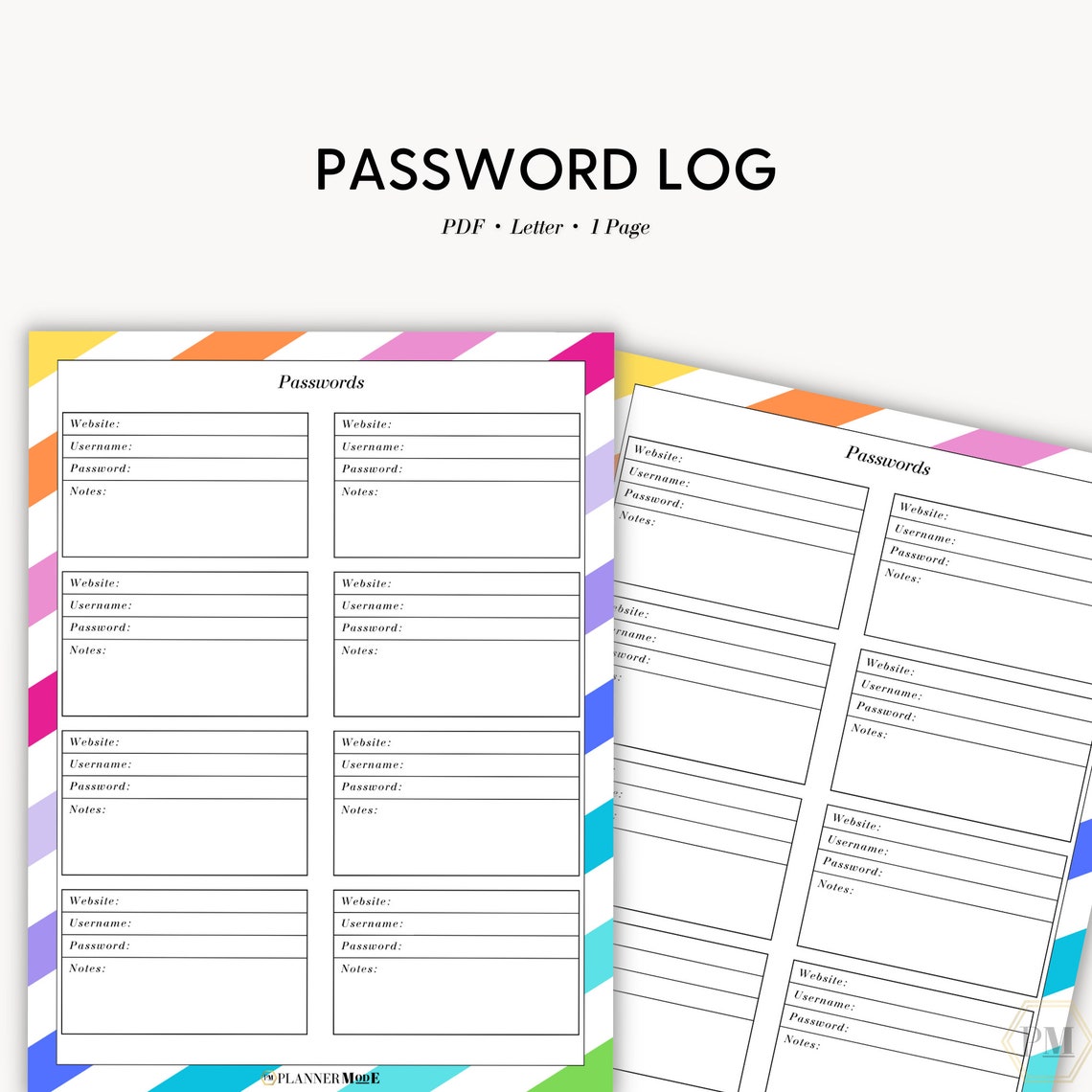 Password Log, Password Keeper, Printable Password Tracker, Website ...
