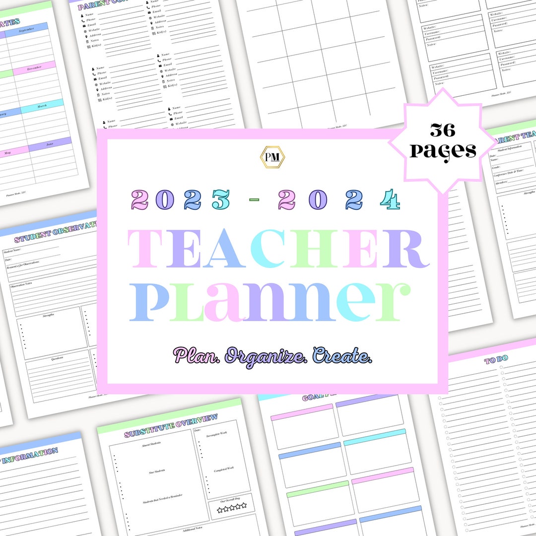 Apple Teacher Planner Printable Teacher Gradebook 2023-2024 - Etsy