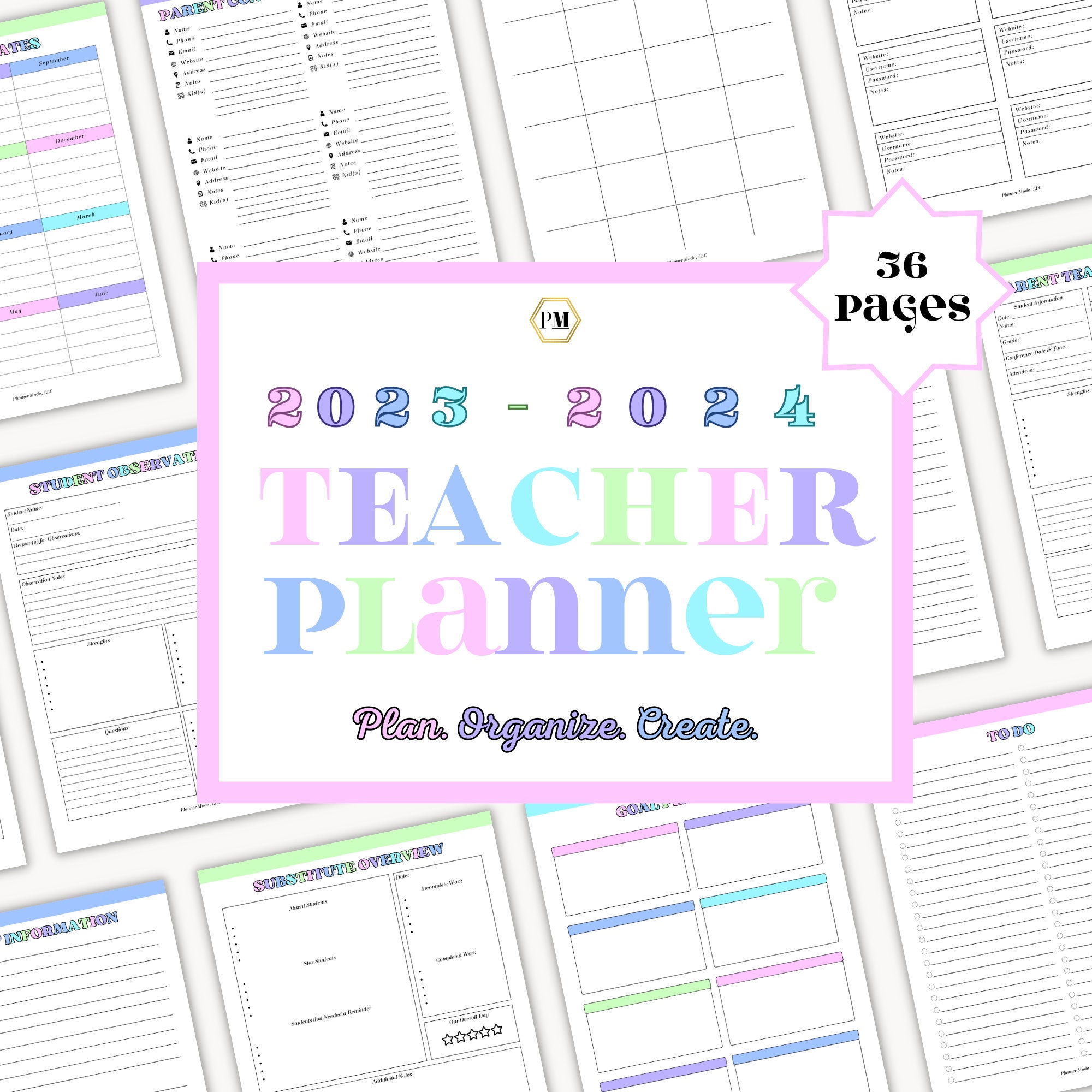 Apple Teacher Planner Printable Teacher Gradebook 2023-2024 - Etsy