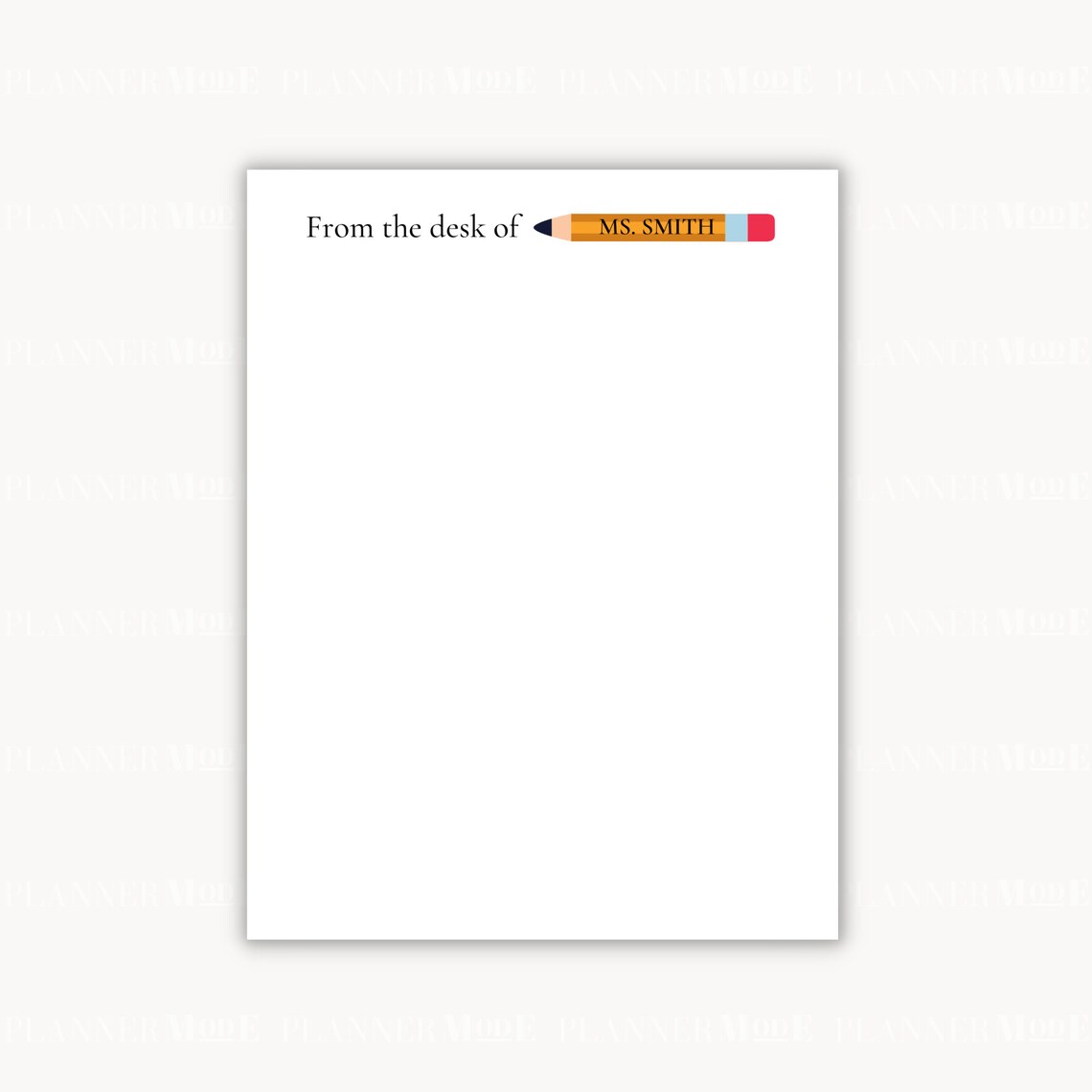 Editable Pencil Custom Teacher Notepad, Office Notepad, Personalized ...