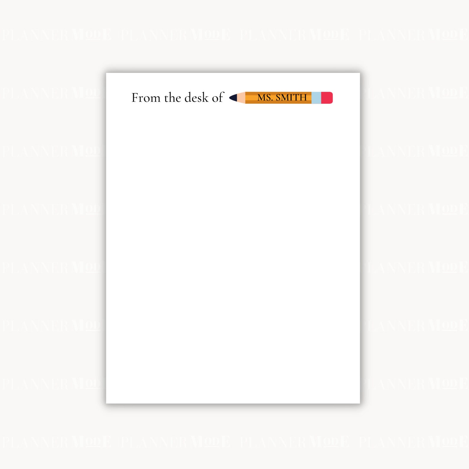 Editable Pencil Custom Teacher Notepad, Office Notepad, Personalized ...